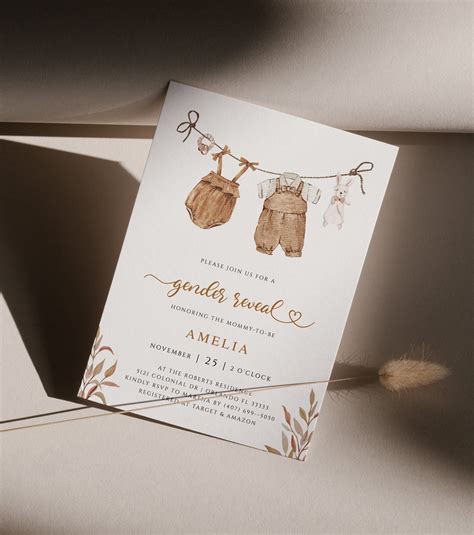 Neutral Gender Reveal Invitation Rustic Reveal Invitation Etsy Artofit