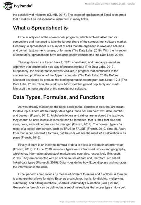 Microsoft Excel Overview History Usage Features 2787 Words