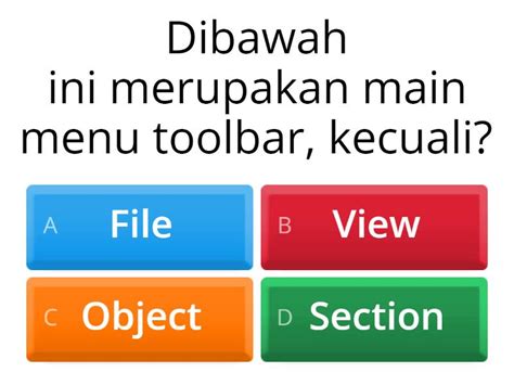 Main Menu Toolbar Quiz