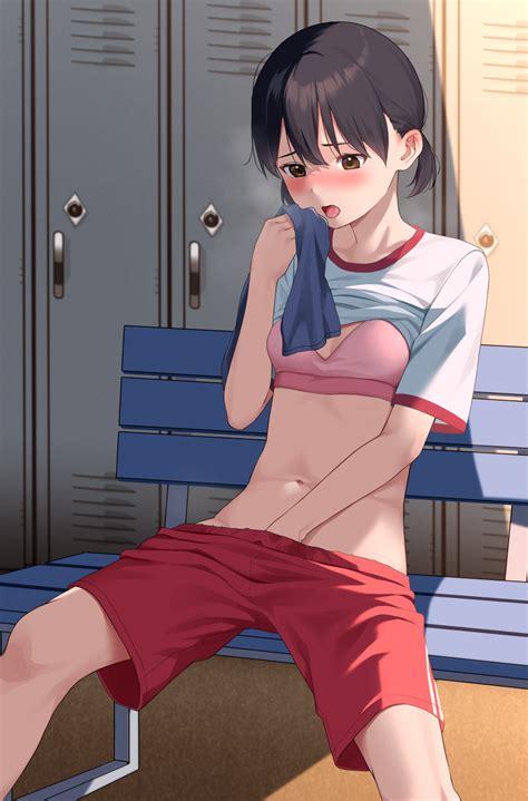 Rule 34 Absurdres Bench Black Hair Blush Bra Brown Eyes Collarbone