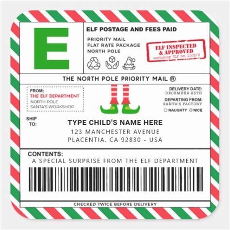 Christmas Elf North Pole Address Shipping Labels Zazzle
