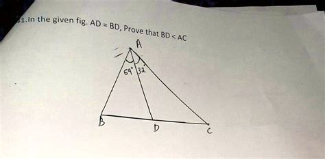 SOLVED: 'im the given figure AD =BD,Prove that BD