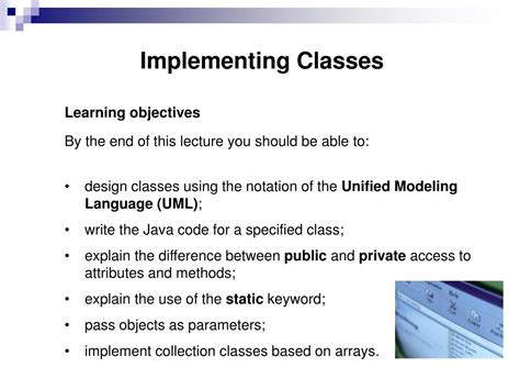 Ppt Implementing Object Oriented Classes In Java With Uml Notation