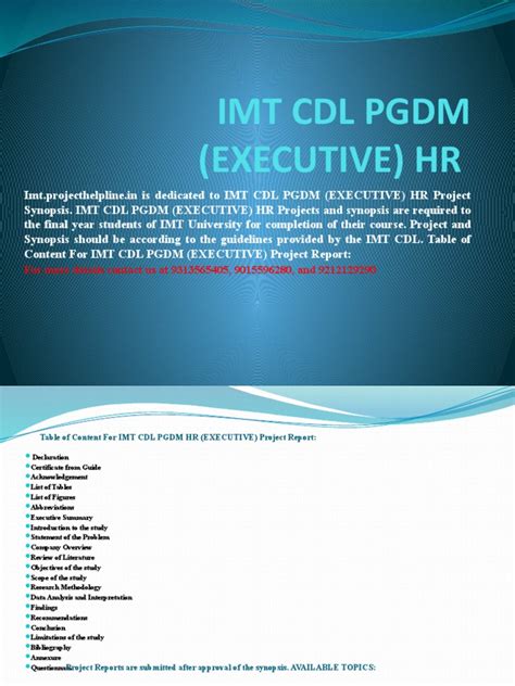 Imt Cdl Pgdm Executive Hr Pdf