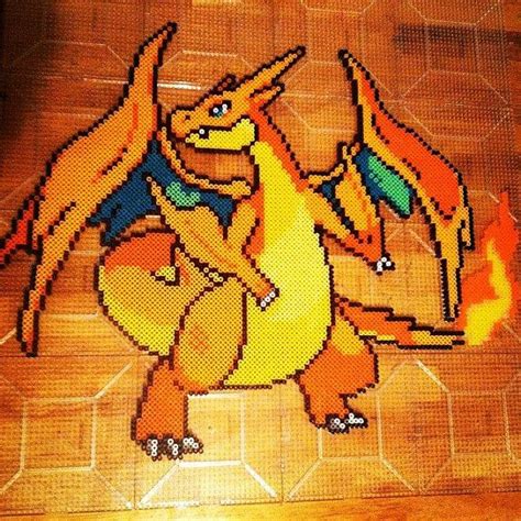 Mega Charizard Y Pokemon Perler Bead Wall By Brizzlepizzleperlerz