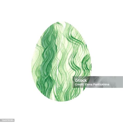 물결 모양의 녹색 수직 라인의 패턴 부활절 달걀 휴일 기호 아이콘 수채화 일러스트레이션 엽서의 디자인 4월에 대한 스톡 벡터