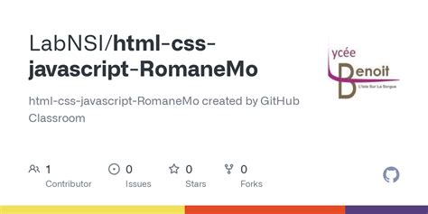 GitHub LabNSI Html Css Javascript RomaneMo Html Css Javascript RomaneMo Created By GitHub
