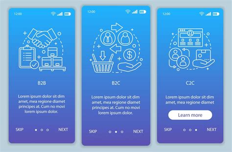 Business Models Onboarding Mobile App Page Screen Vector Template B2B