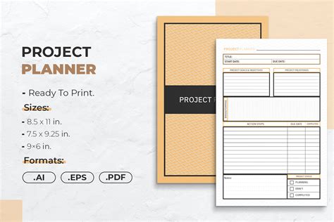 Project Planner Printable Template Graphic By Jundi · Creative Fabrica