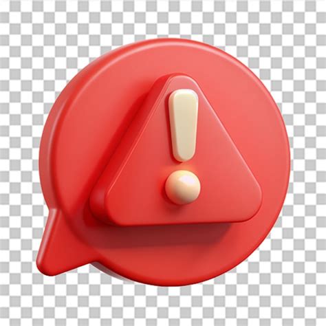 3d Red Warning Sign On Speech Bubble Attention Concept Trendy And Modern Vector In 3d Style