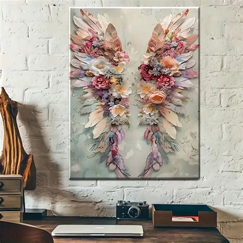 20 16 1pc With Frame Angel Wings Theme Canvas Wall Art Framed