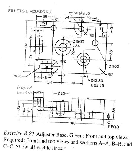Fillets Rounds R3 39 39 8 14 3x Ø 9 50 35 54 29 C B A 8 R12 22 1 18 Ø16 00 724 R12 0 1