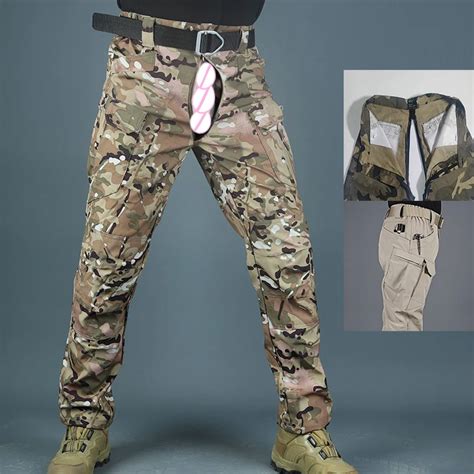 Open Crotch Outdoor Sex Summer Erotic Pants Men Slim Fit Tactical Pants
