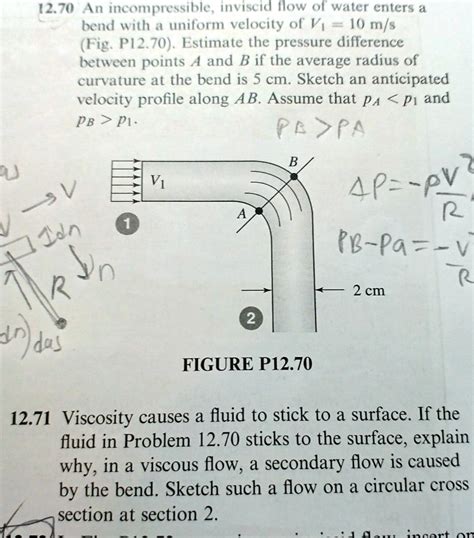 Solved Problem 1270 An Incompressible Inviscid Flow Of Water Enters A Bend With A Uniform