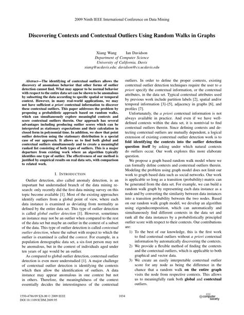 Pdf Discovering Contexts And Contextual Outliers Using Random Walks In Graphs