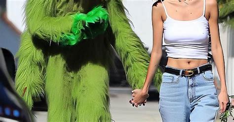 Emily Ratajkowski And The Grinch On The Street In Los Angeles Holding
