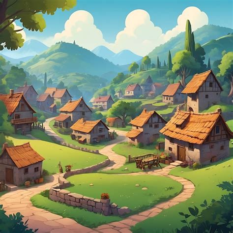2d Village Background Premium Ai Generated Image