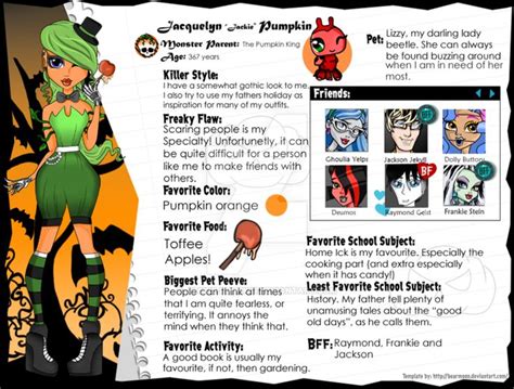 Jackie Pumpkin Total Redesign By Misskitkatmadness Monster High Monster High Characters Monster