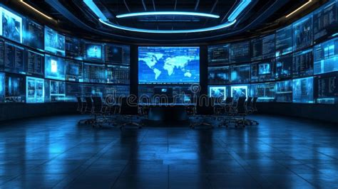 Global Surveillance Command Center Monitoring World Data Stock Illustration Illustration Of