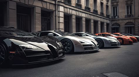 검은색과 주황색 부가티 자동차 4대가 파리의 거리에 주차되어 있습니다 비싼 자동차 그림 배경 일러스트 및 사진 무료 다운로드 Pngtree