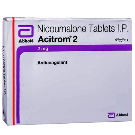 Acenocoumarol 2mg Acitrom Tablet Exporter Supplier Distributor