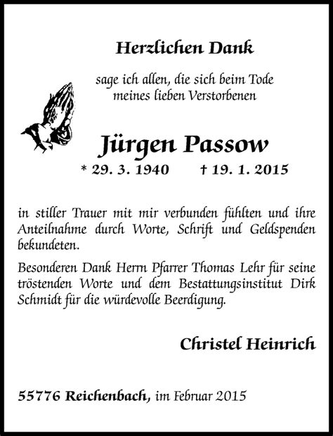 Traueranzeigen Von Jürgen Passow Rz Trauerde