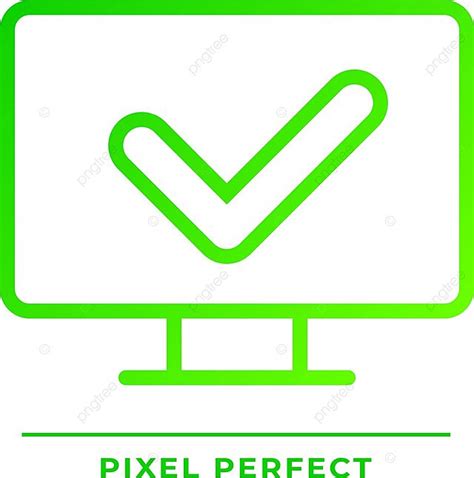 Linear Vector Icon Of A Computer With Pixelperfect Gradient Check Mark Vector Technology