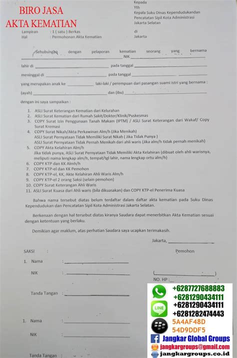 PERSYARATAN AKTA KEMATIAN Jangkar Global Groups
