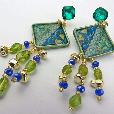 Orecchini Soutache Pendenti Con Maioliche E Pietre Naturali Orecchini