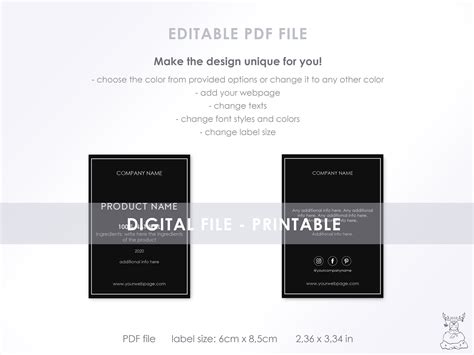 Product Label Design Editable Template Pdf File 6x8 5cm Digital
