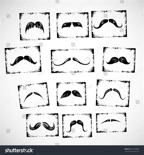 Set Grunge Rubber Stamps Mustaches Vector Vector De Stock Libre De