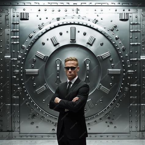 Premium Photo A High Security Bank Vault Guarded By Security Personel