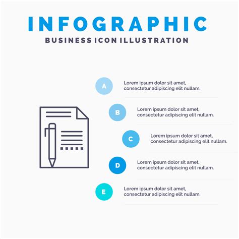 Document Edit Page Paper Pencil Write Line Icon With 5 Steps Presentation Infographics
