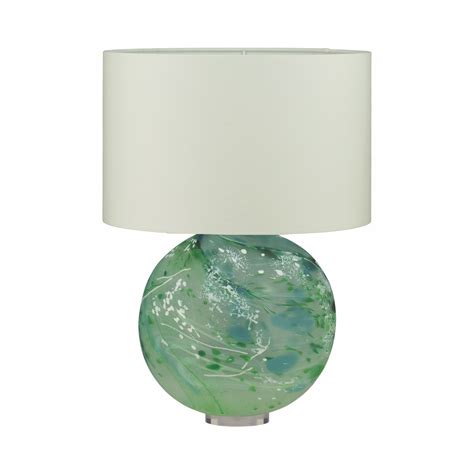 Nyla Sea Green Crystal Glass Table Lamp Decoralist