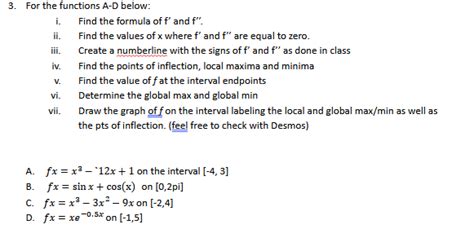 Solved 3 For The Functions A D Below I Find The Formula
