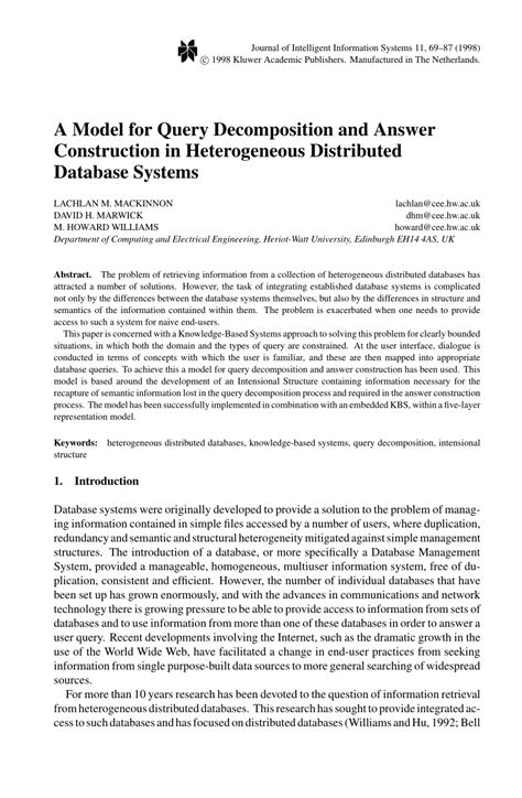 Pdf A Model For Query Decomposition And Answer Construction In Heterogeneous Distributed