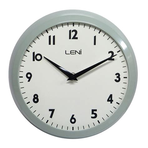 Buy 23cm Round Metal School Wall Clock Gloss Mint Green Online Purely Wall Clocks