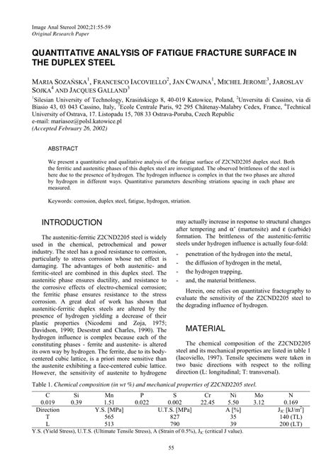 Pdf Quantitative Analysis Of Fatigue Fracture Surface In The Duplex Steel