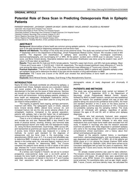 Pdf Potential Role Of Dexa Scan In Predicting Osteoporosis Risk In