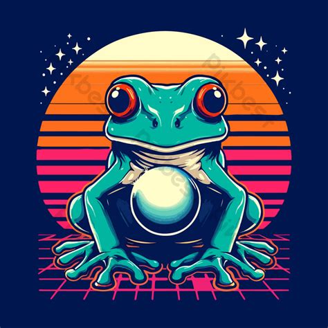 Neon Frog In A Retro Sci Fi Universe Png Images Eps Free Download
