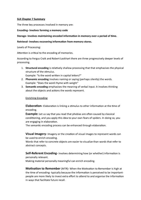 SLK Chapter Summary SLK NOTES FOR CHAP SLK Chapter Summary The Three Key Processes