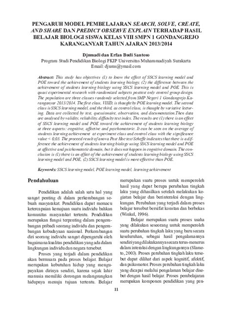 pdf pengaruh model pembelajaran search solve create and share dan