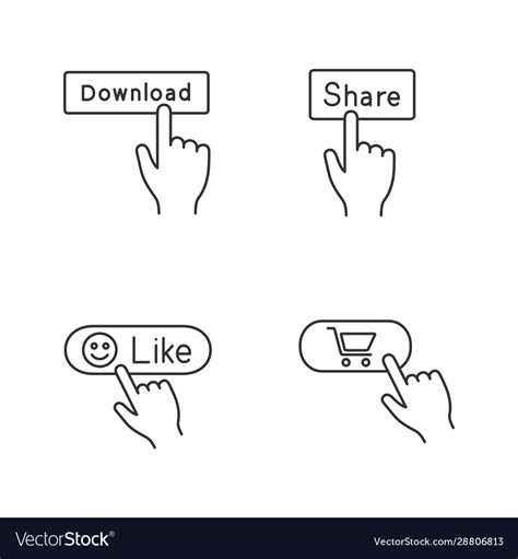 App Buttons Linear Icons Set Royalty Free Vector Image