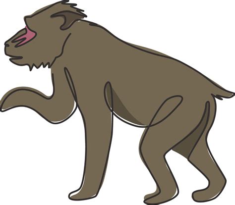 One Single Line Drawing Of Adorable Mandrill For Company Logo Identity