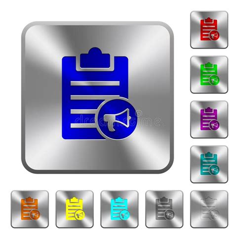 Note Reading Aloud Rounded Square Steel Buttons Stock Vector Illustration Of Chrome Page