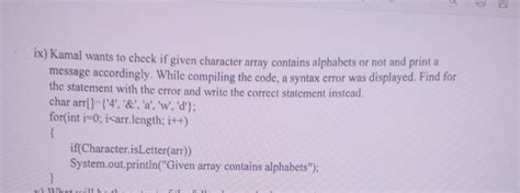 Ix Kamal Wants To Check If Given Character Array Contains Alphabets Or N