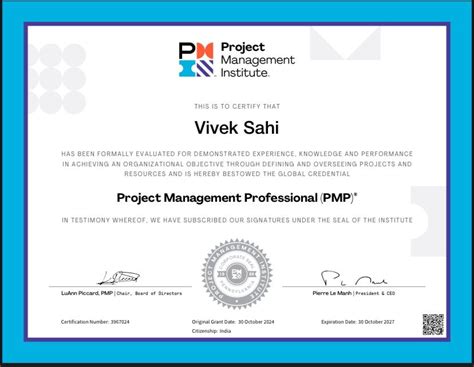 Vivek Sahi On Linkedin Pmp Projectmanagement Careermilestone Alwayslearning