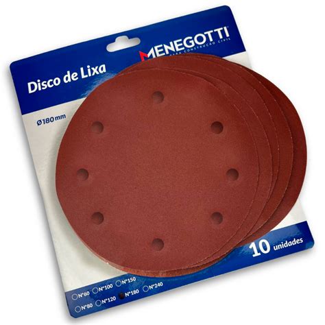Kit 10 Lixas 180mm Para Lixadeira MLP710 Menegotti Disco De Lixa