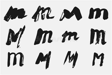 Set Hand Drawn Vector Calligraphy Letter M Stock Illustrations 103