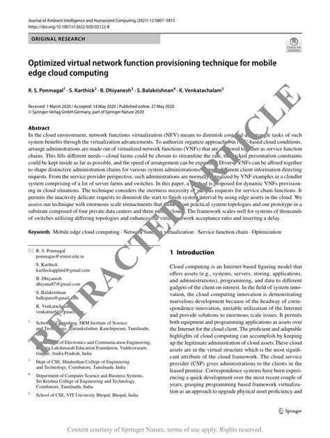 Optimized Virtual Network Function Provisioning Technique For Mobile Edge Cloud Computing